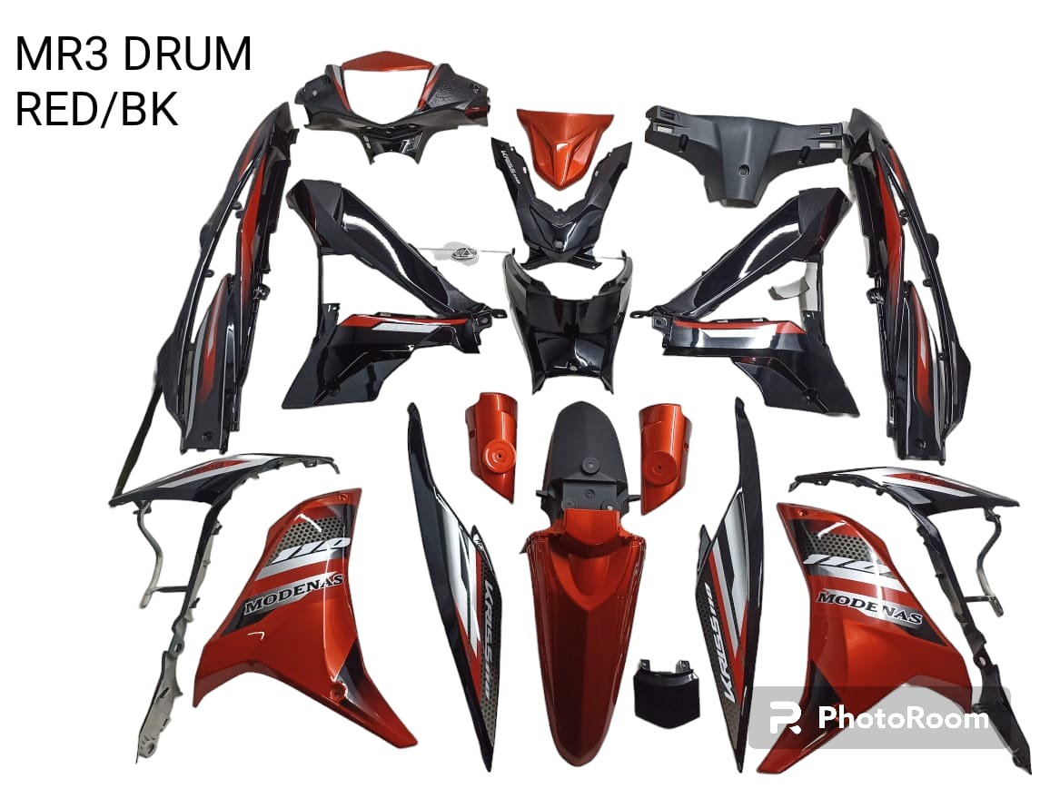 MR3 (DRUM) COVER SET RED/BLACK MSEKI – QY Kini Motorjaya